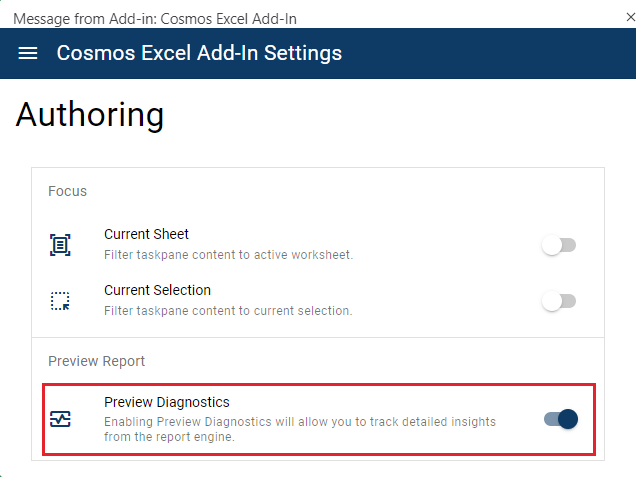 How to View Preview Diagnostics – Cosmos Data Technologies