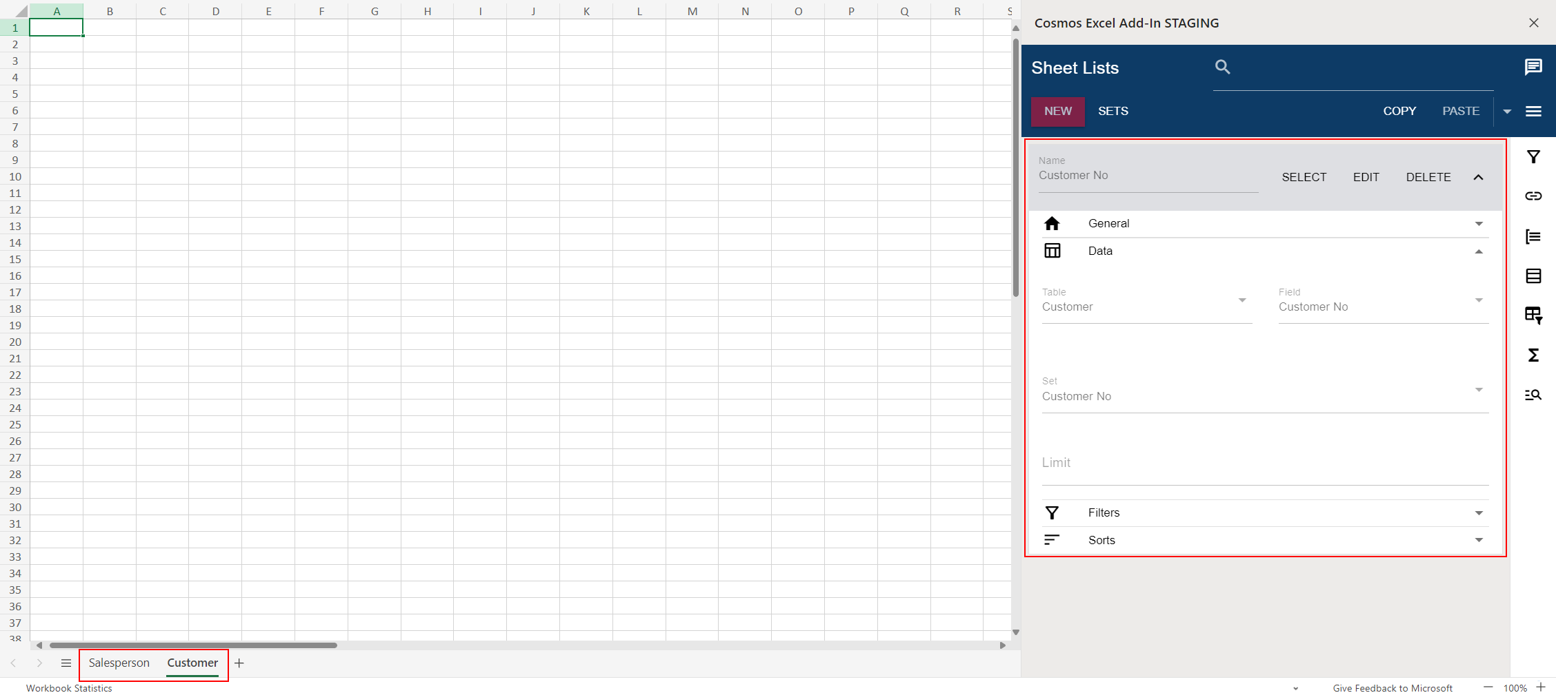 Working with Child Sheets – Cosmos Data Technologies