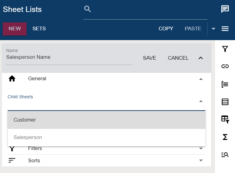 Working with Child Sheets – Cosmos Data Technologies