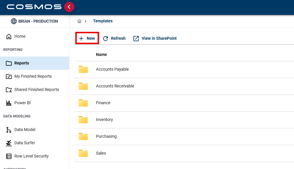 How to Create a New Report – Cosmos Data Technologies