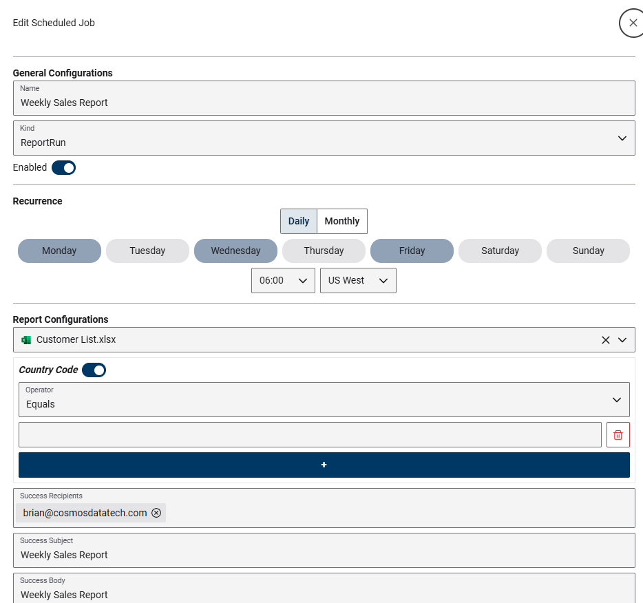 How to Edit a Report Schedule – Cosmos Data Technologies